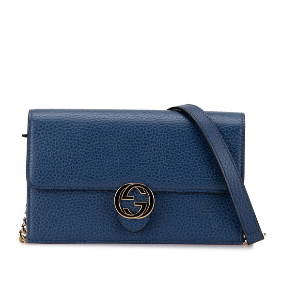 Gucci | Bags | Gucci Interlocking Gg Crossbody Chain Shoulder Bag Blue ...